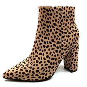 Shoes | New Cheetah Chunky Heel Point Toe Booties Boots | Poshmark